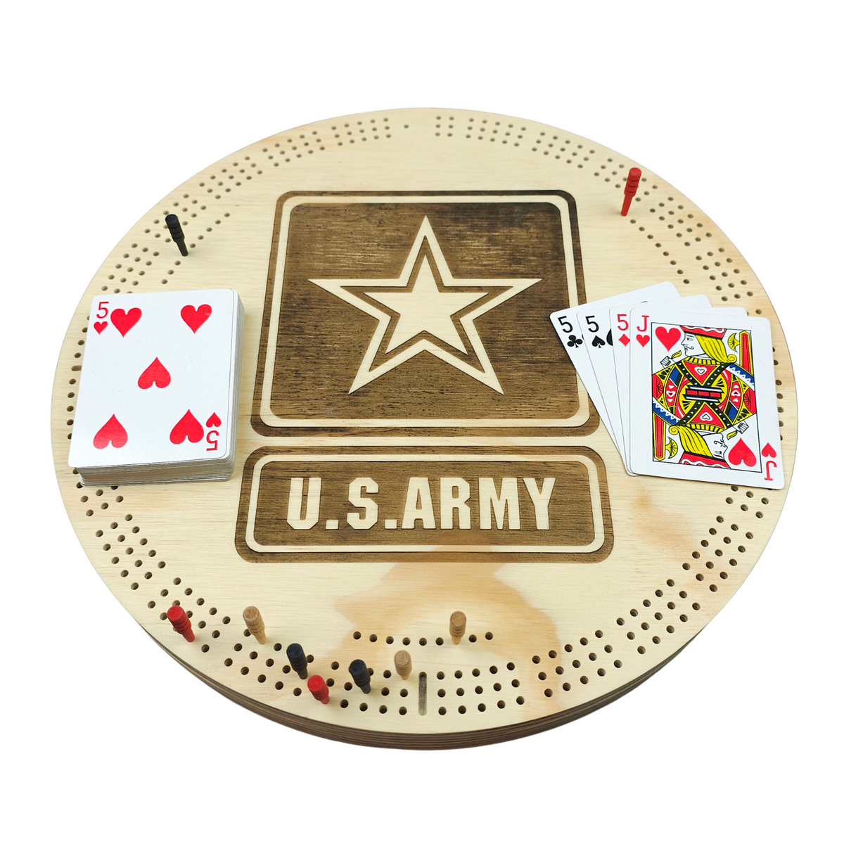 Deluxe Army Laser Engraved Cribbage Board | Made In USA