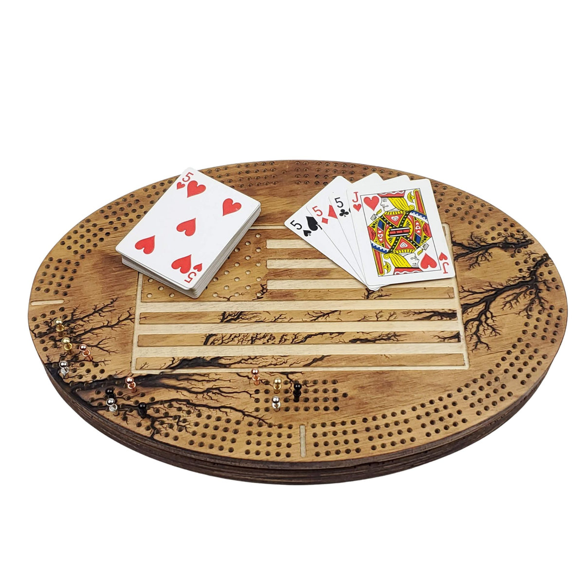 Deluxe USA Flag 4 Track Cribbage Board | Made In USA